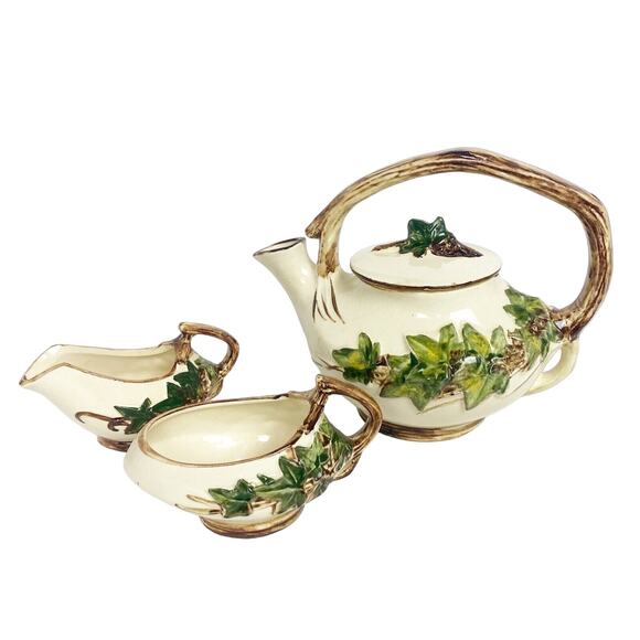Mccoy | Dining | Vintage Mccoy Cream Green Brown Ivy Creamer Sugar Bowl ...